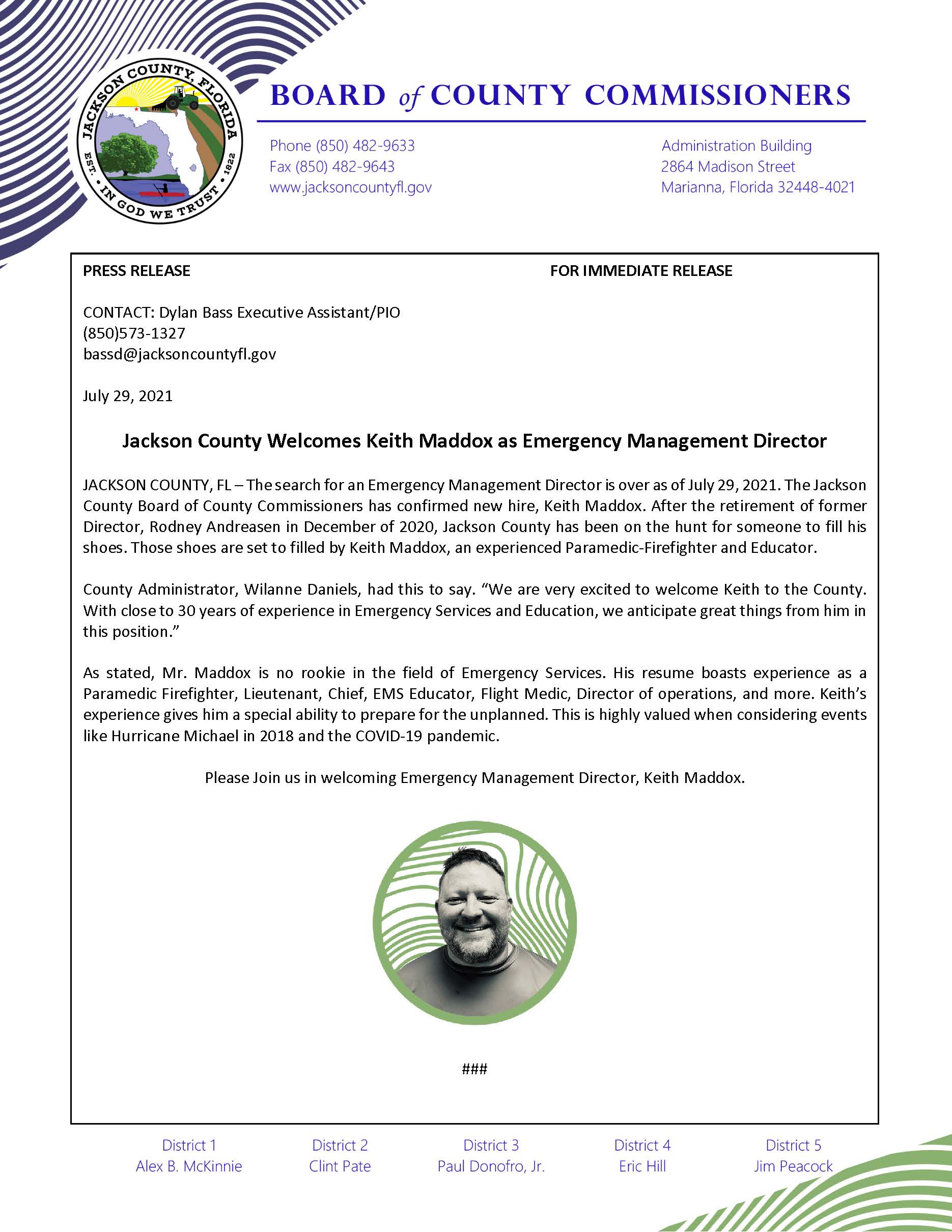 Jackson County Welcomes Keith Maddox as Emergency Management Director ...