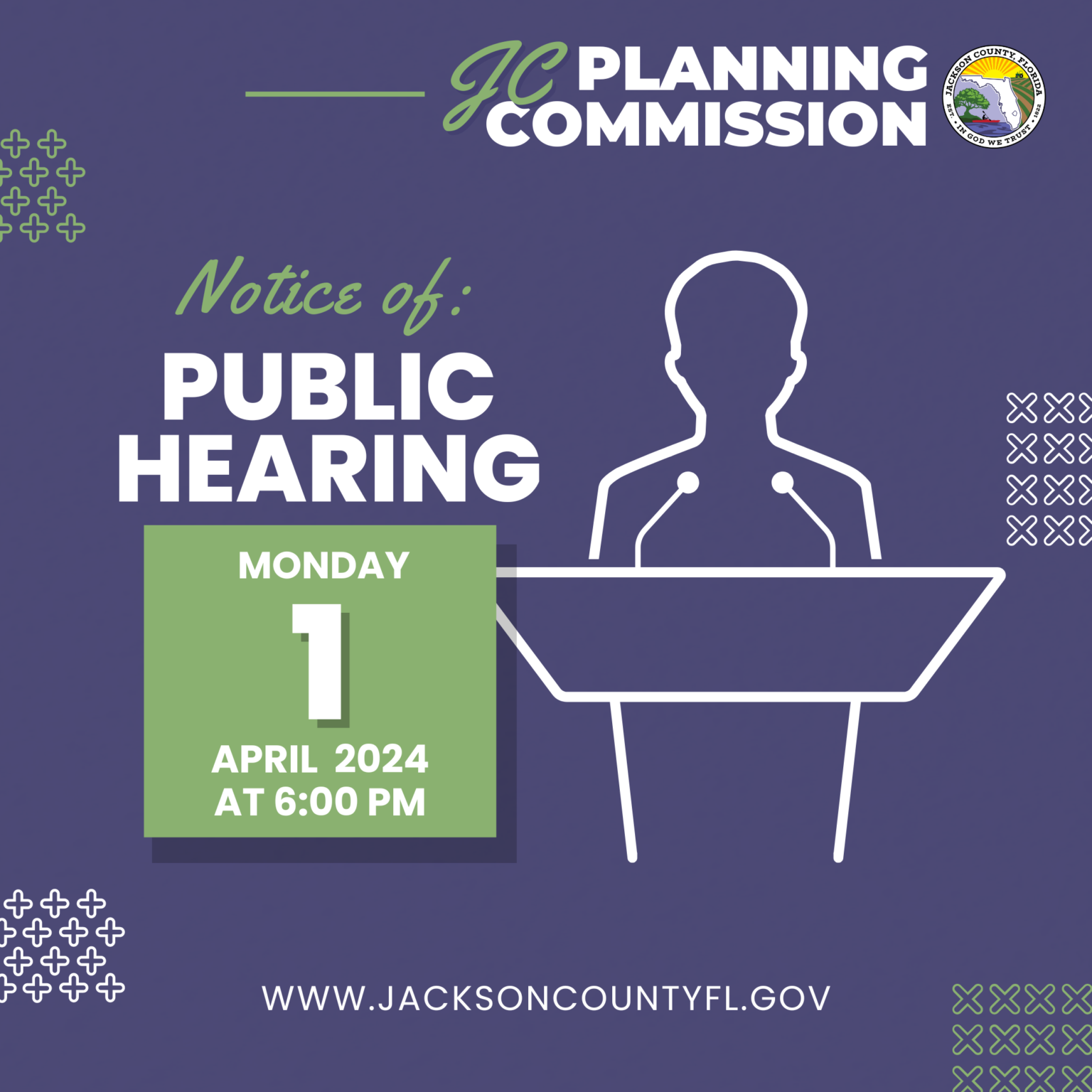 *CANCELLED* Notice of Public Hearing - Planning Commission - Jackson County, Florida